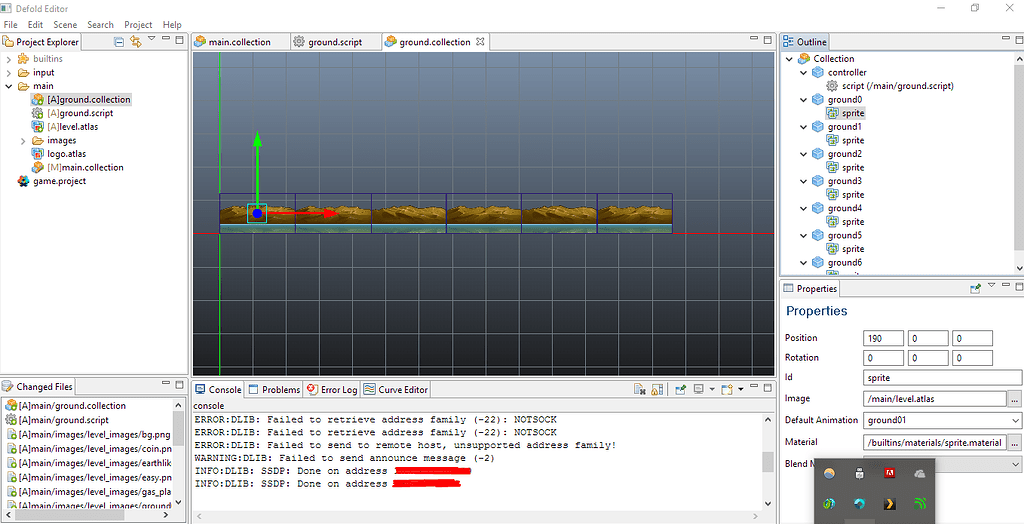 Problem with the 'Getting Started' tutorial ground moving [Solved] - Questions - Defold game ...