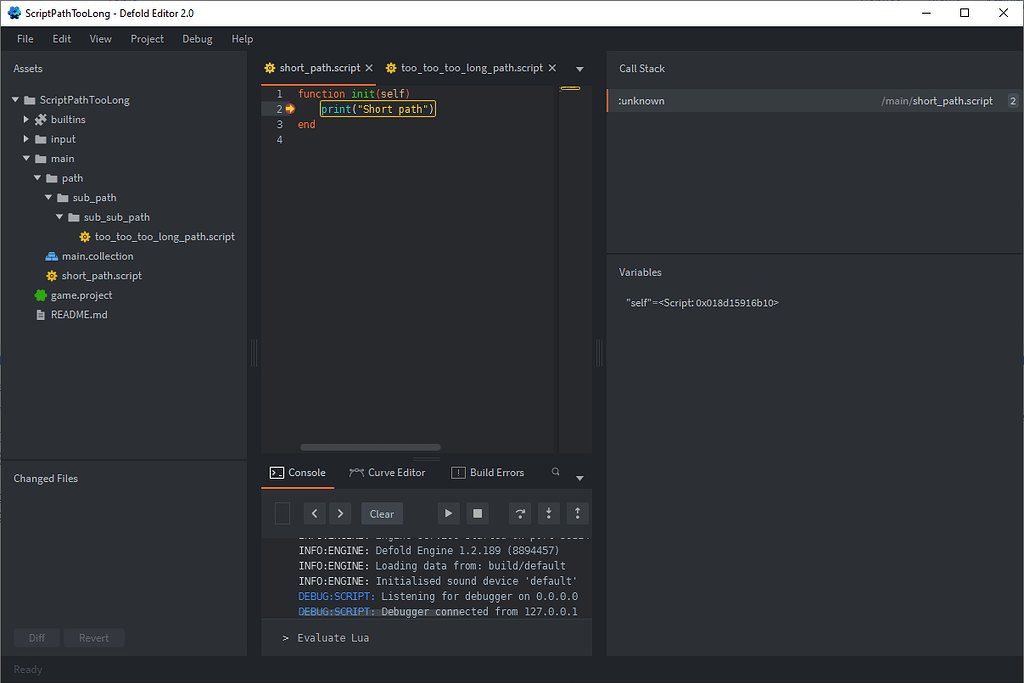 Script debugging problem - Bugs - Defold game engine forum