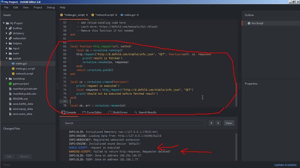 Example not work - Coroutines and sync http requests (SOLVED) - Questions - Defold game engine forum